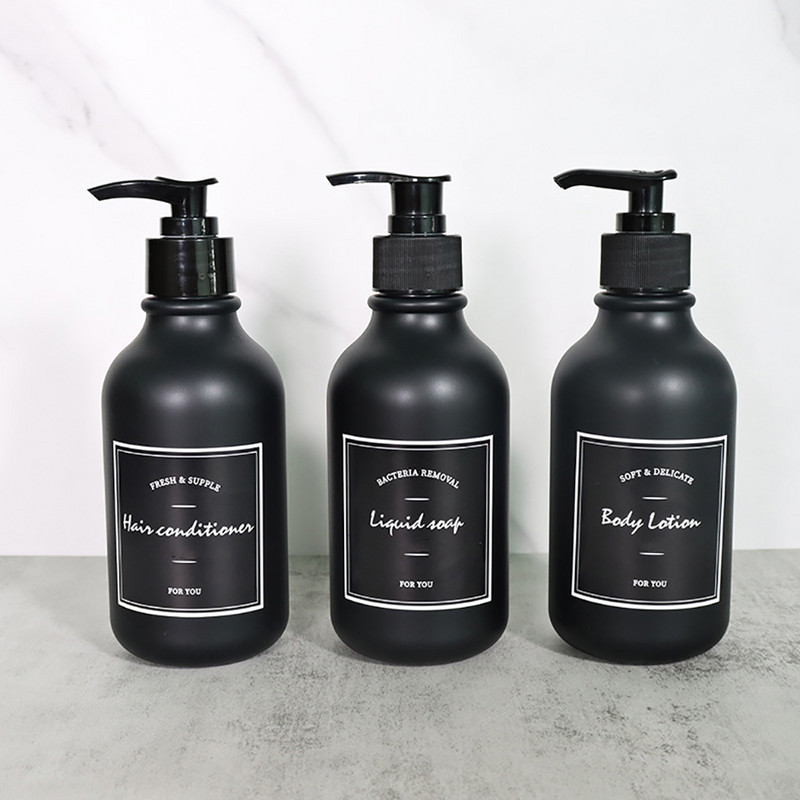 300 Ml дозатор за сапун шампоан балсам за измиване на тяло контейнер черна празна бутилка за
