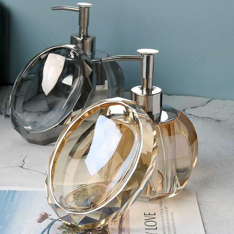 Креативна бутилка шампоан от кехлибарено кристално стъкло Европейски луксозен прозрачен